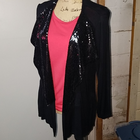 Belldini | Jackets & Coats | Black Knit Sequined Sweater M | Poshmark